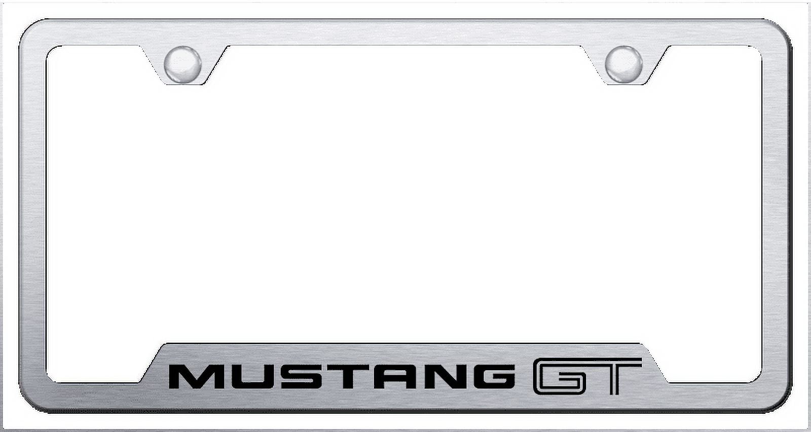 Ford Mustang GT Laser Etched Logo Cut-Out License Plate Frame (Brushed ...