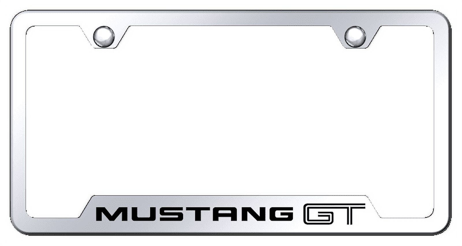 Ford Mustang GT Laser Etched Logo Cut-Out License Plate Frame (Chrome ...