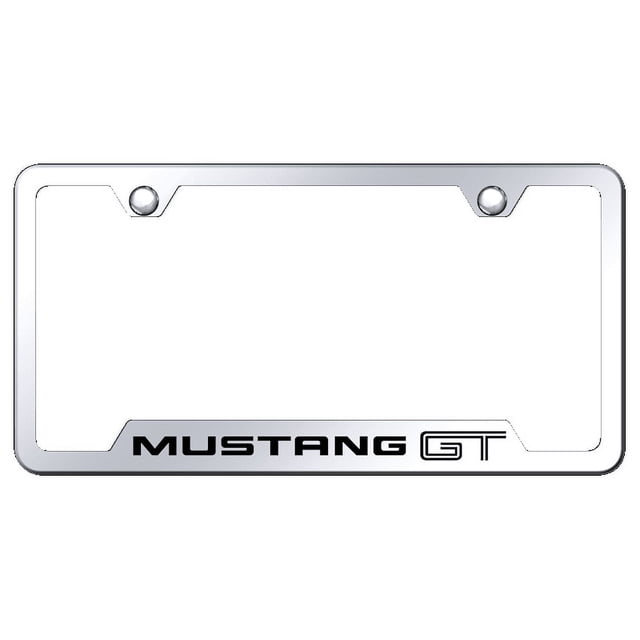 Ford Mustang GT Laser Etched Logo Cut-Out License Plate Frame (Chrome ...