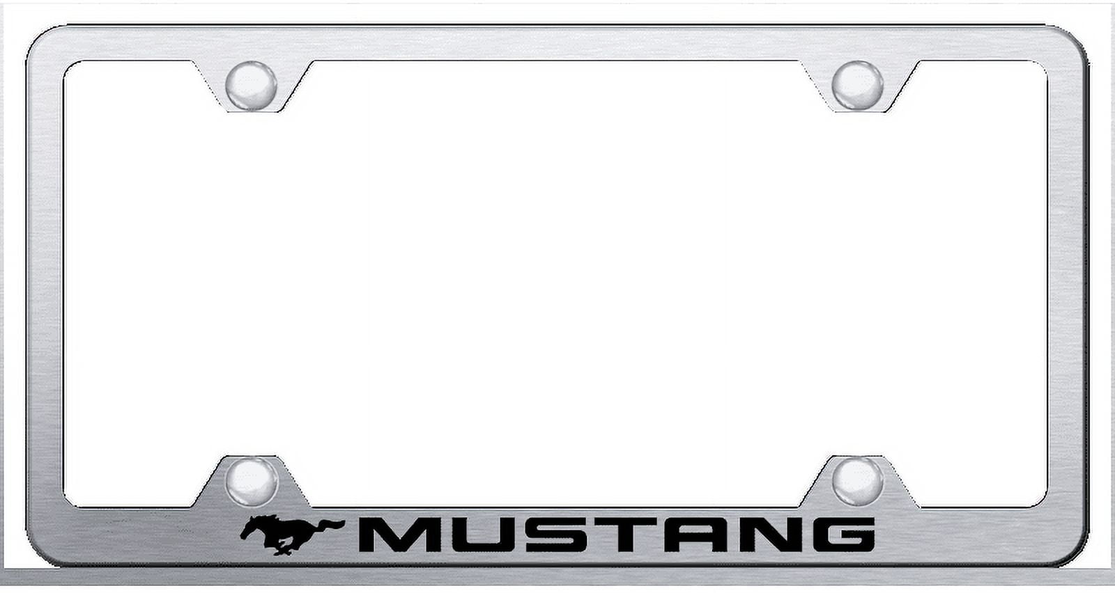 Ford Mustang Laser Etched Logo Wide Body License Plate Frame (Brushed ...