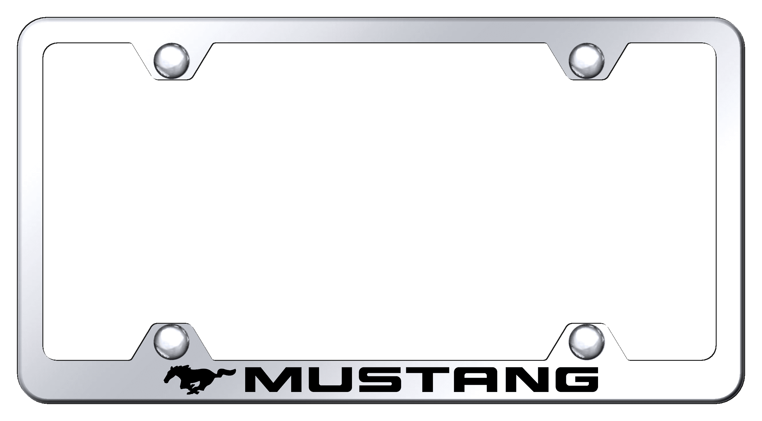 Ford Mustang Laser Etched Logo Wide Body License Plate Frame (Chrome ...