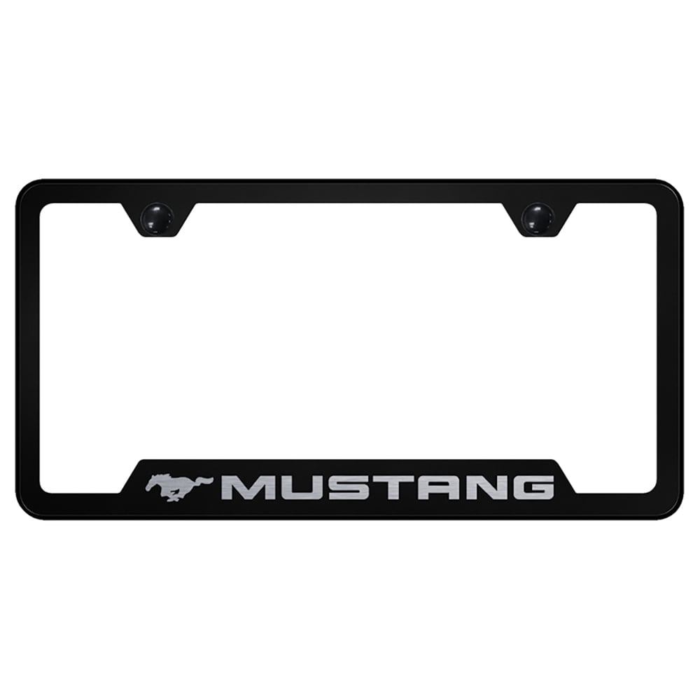 Ford Mustang License Plate Frame - Laser Etched Cut-Out Frame - Black ...
