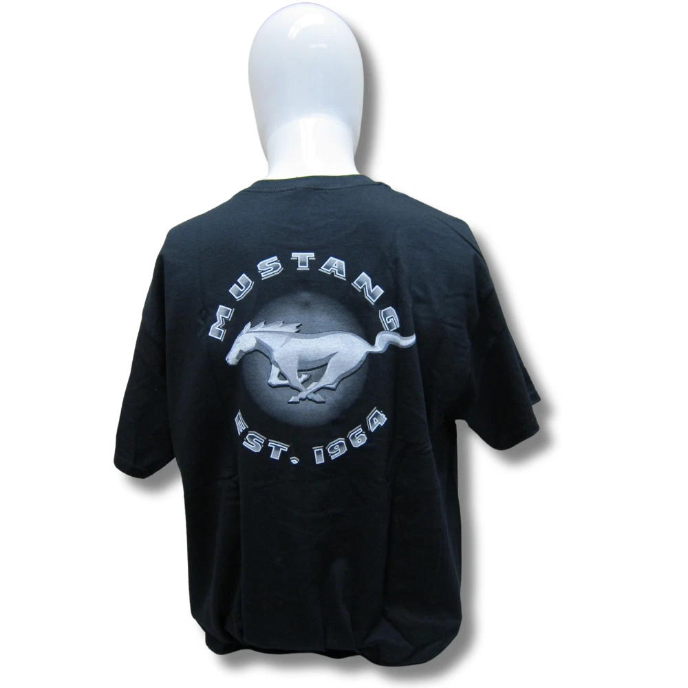 Ford Mustang Logo EST 1964 USA Flag Cotton T-Shirt Black Official ...
