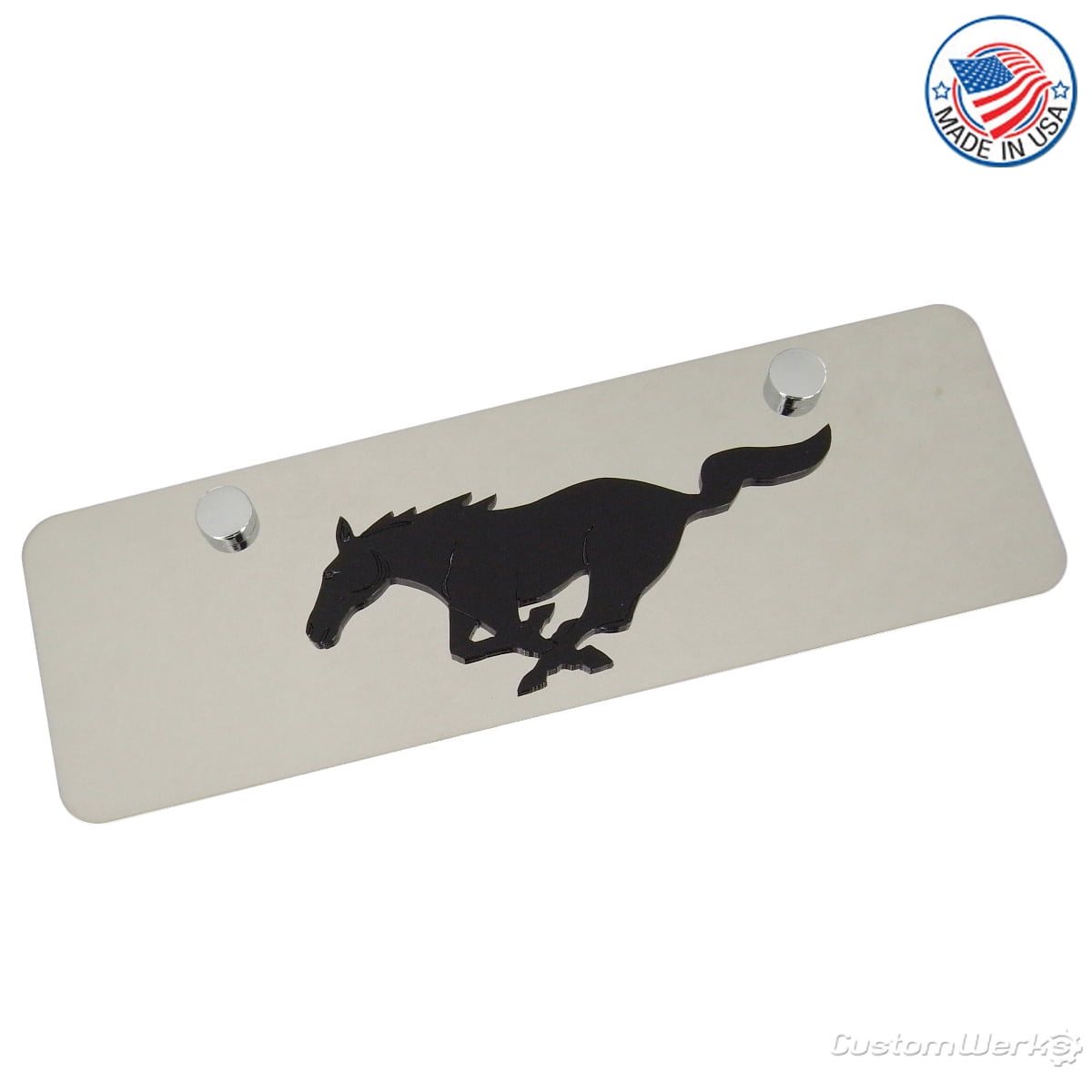 Ford Mustang Logo On Mini License Plate (Black on Chrome) - Walmart.com