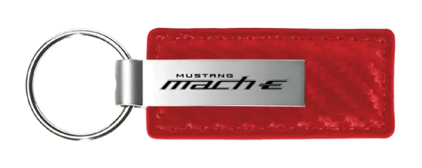 Ford Mustang Mach-E Red Carbon Fiber Texture Leather Key Chain Official ...