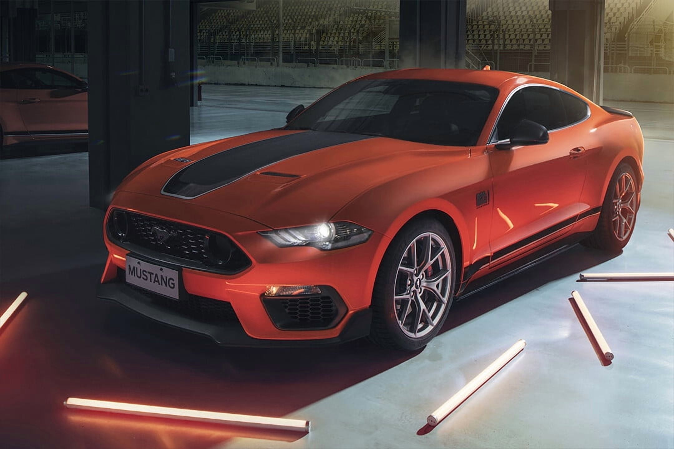 Ford Mustang Mach Sports Car Red Art Home Decor - 24x36 Inch Glossy ...