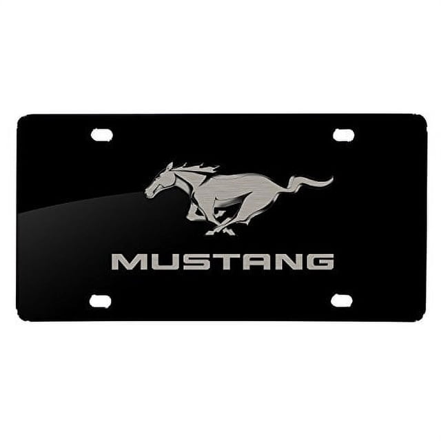 Ford Mustang Matt-Look Laser Mark Black Acrylic License Plate - Walmart ...