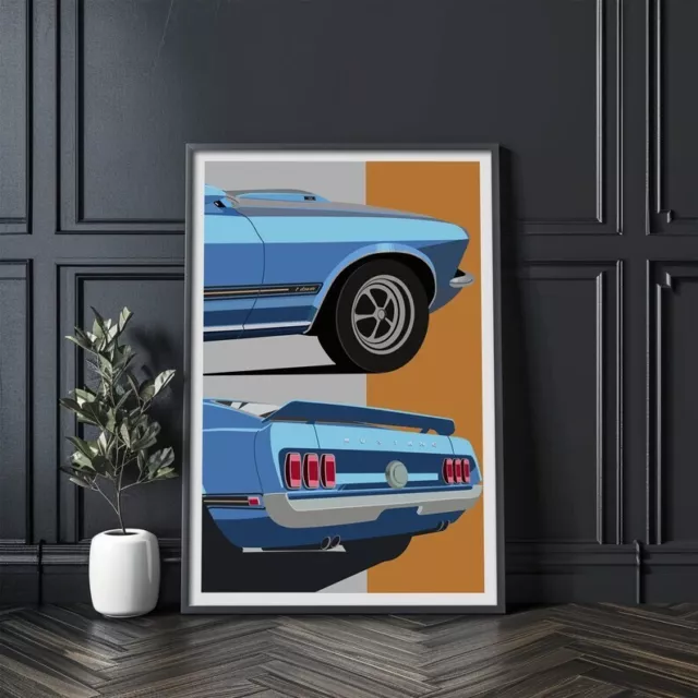 Ford Mustang Poster, Mustang Mach 1 Wall Art, Father'S Day, Birthday ...