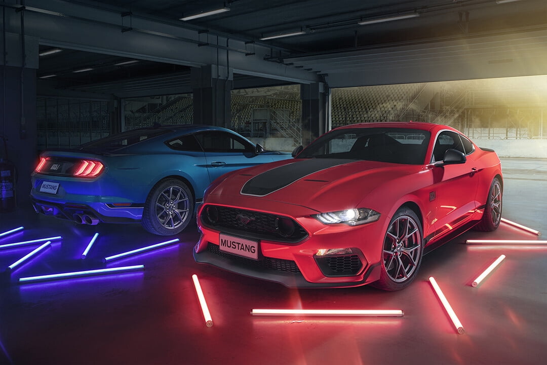 Ford Mustang Red and Blue Neon Lights Art Home Decor - 24x36 Inch ...