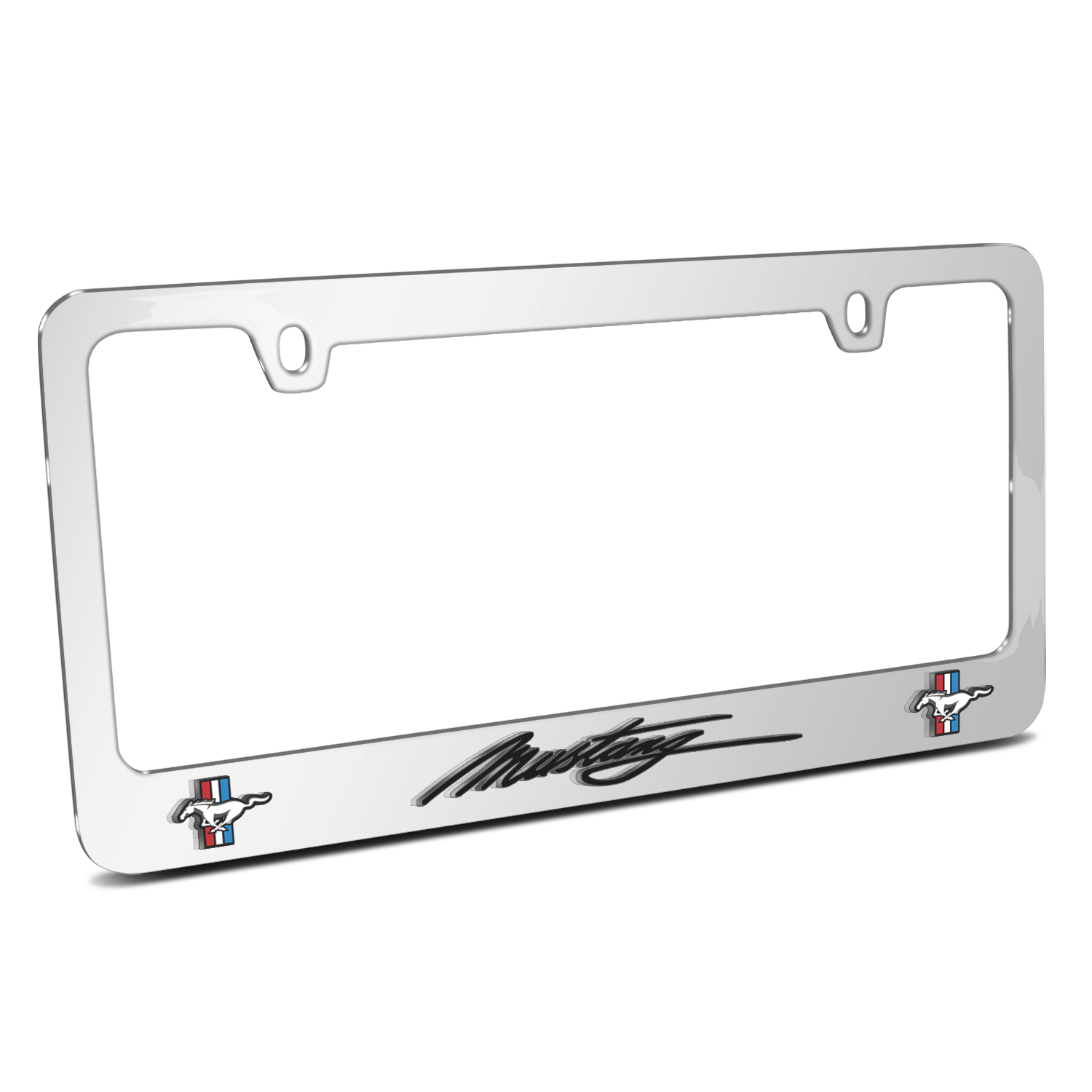 Ford Mustang Script Dual Logo in 3D American-Made Mirror Chrome Metal ...