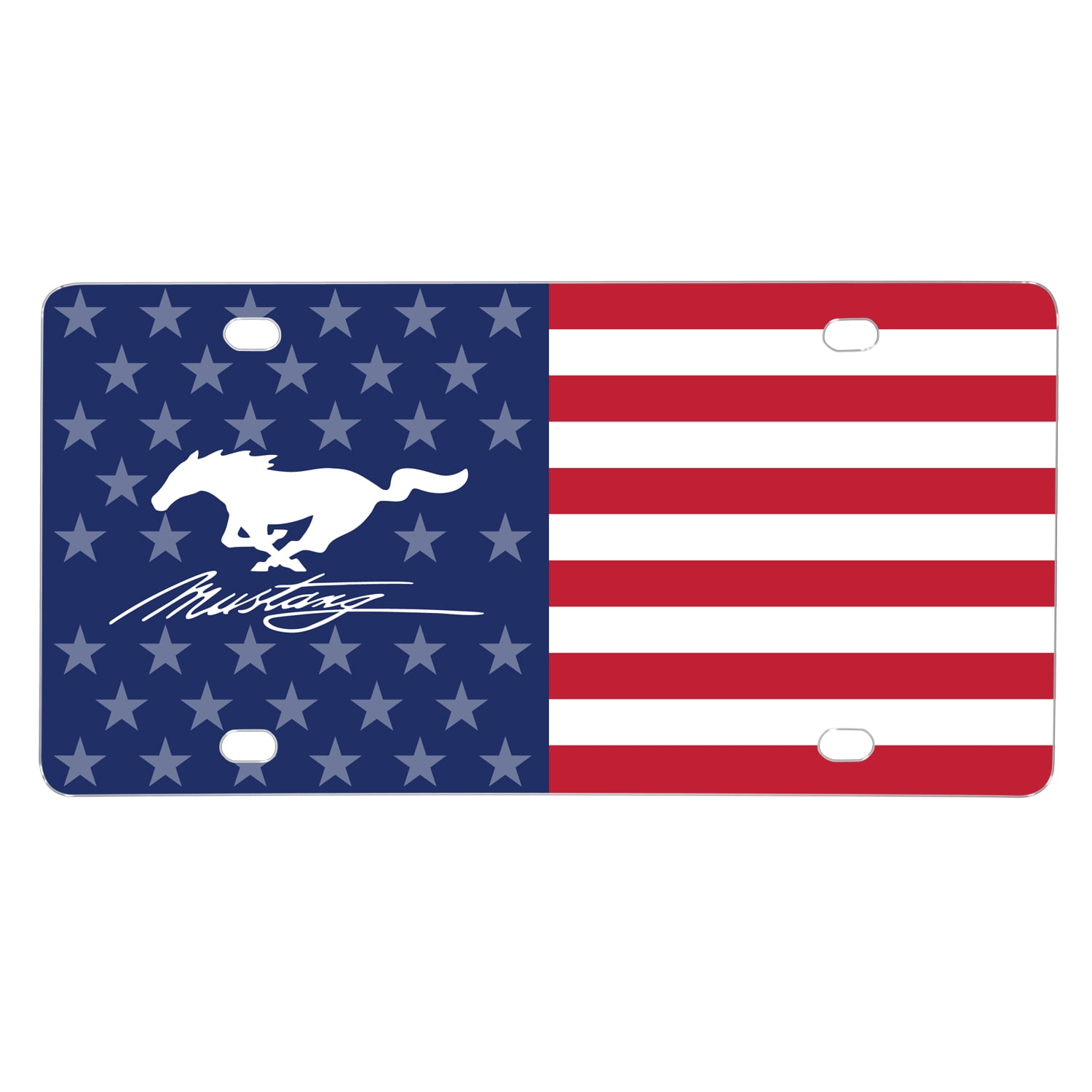 Ford Mustang Script Logo USA Flag Graphic Special Aluminum Metal ...