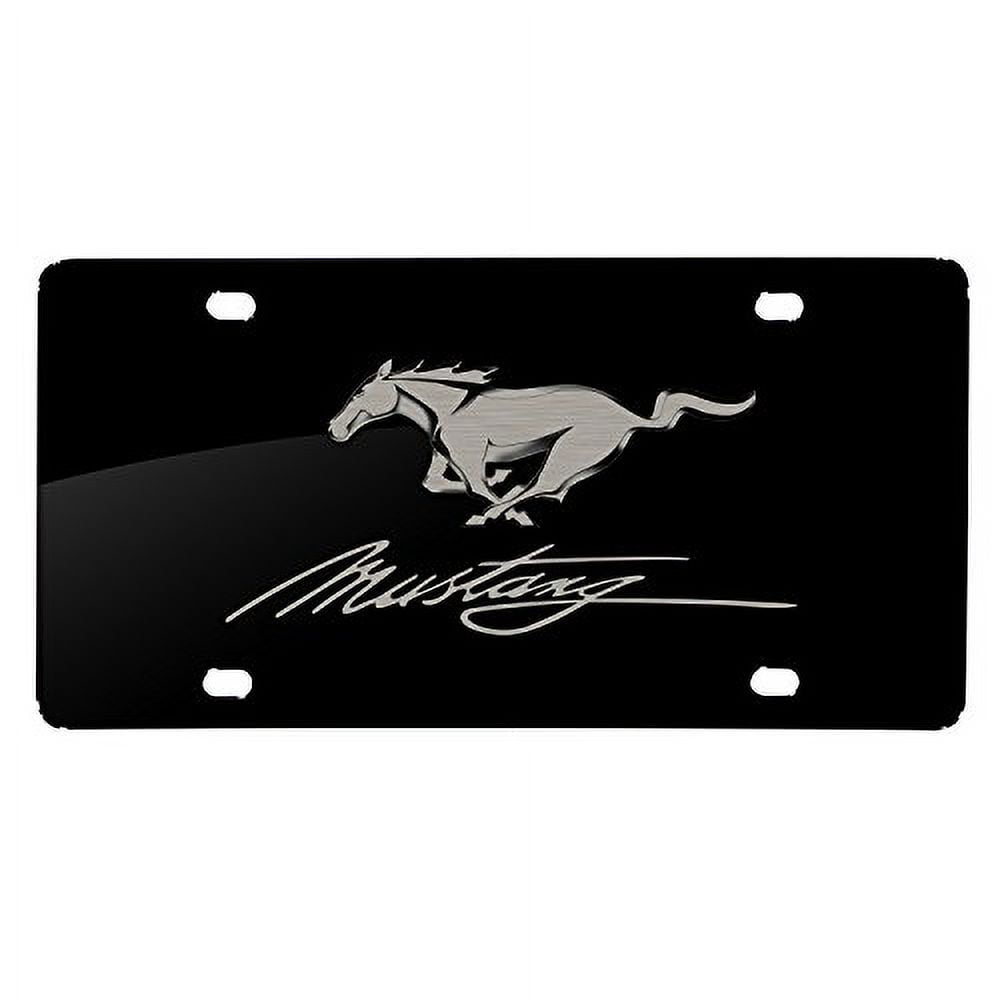 Ford Mustang Script Matt-Look Laser Mark Black Acrylic License Plate ...