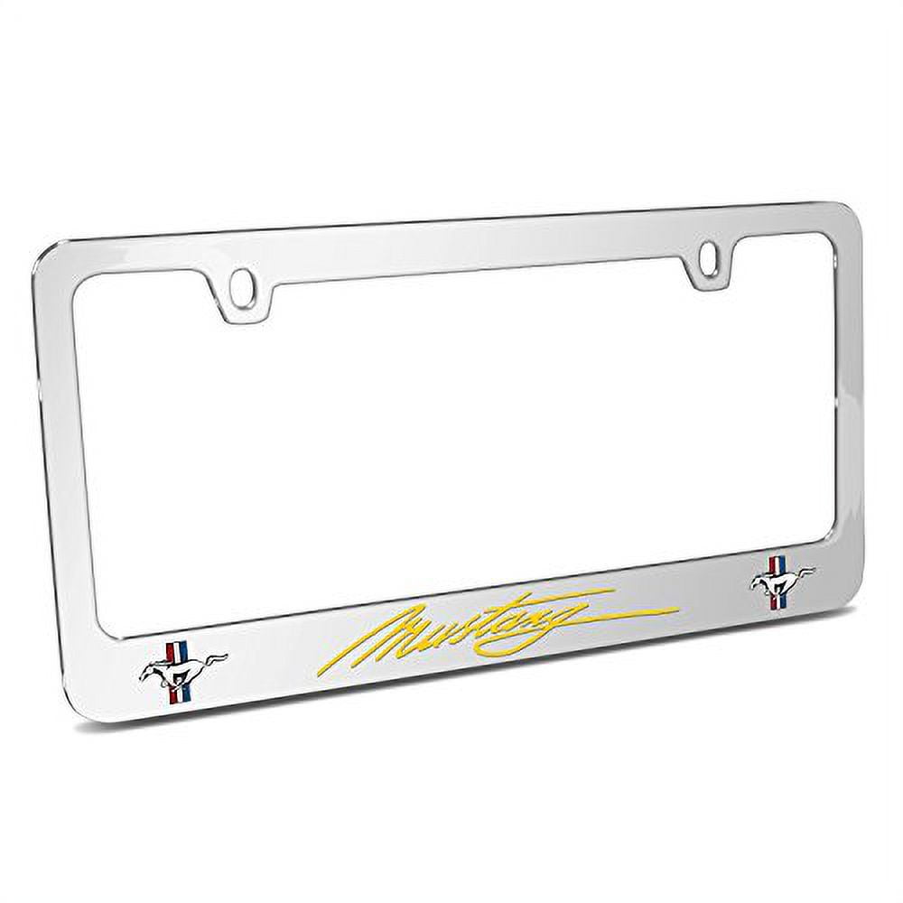 Ford Mustang Script Yellow Dual Logo Logos in 3D American-Made Mirror ...