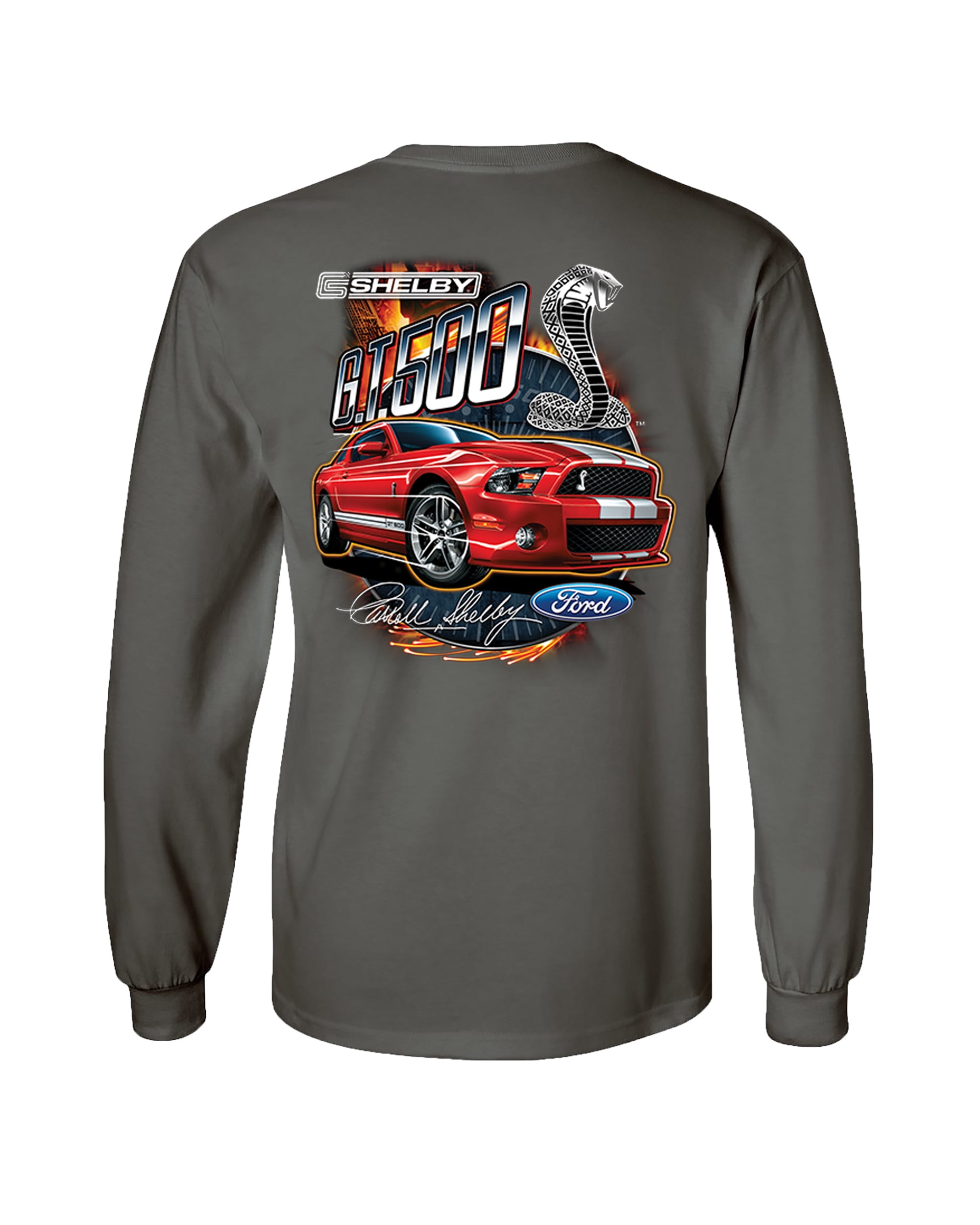 Ford Mustang Shelby Car Adult Men's Long Sleeve Shirt-Charcoal-XL ...