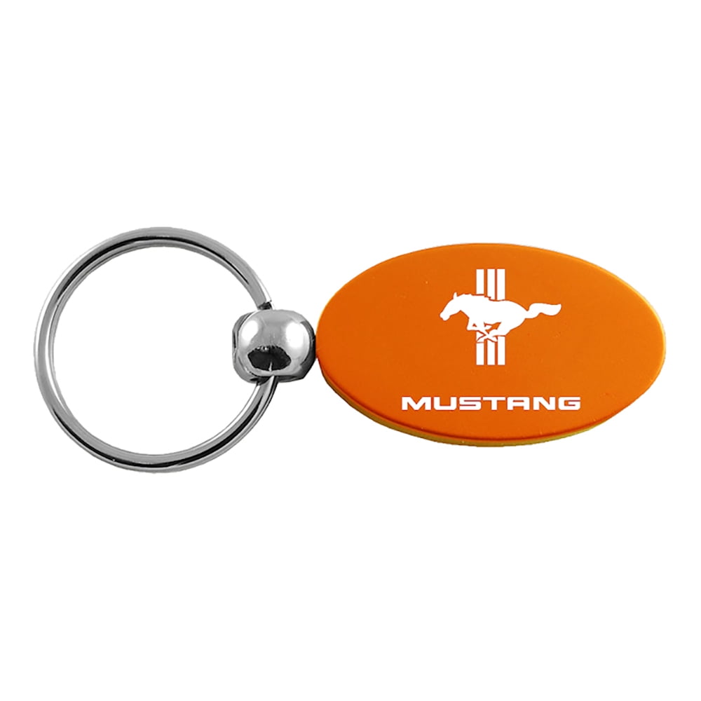 Ford Mustang Tri-Bar Keychain & Keyring - Orange Oval - Walmart.com