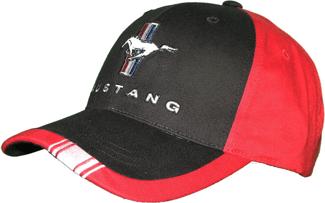 Ford Mustang Tri-Bar Logo Black and Red Hat - Walmart.com