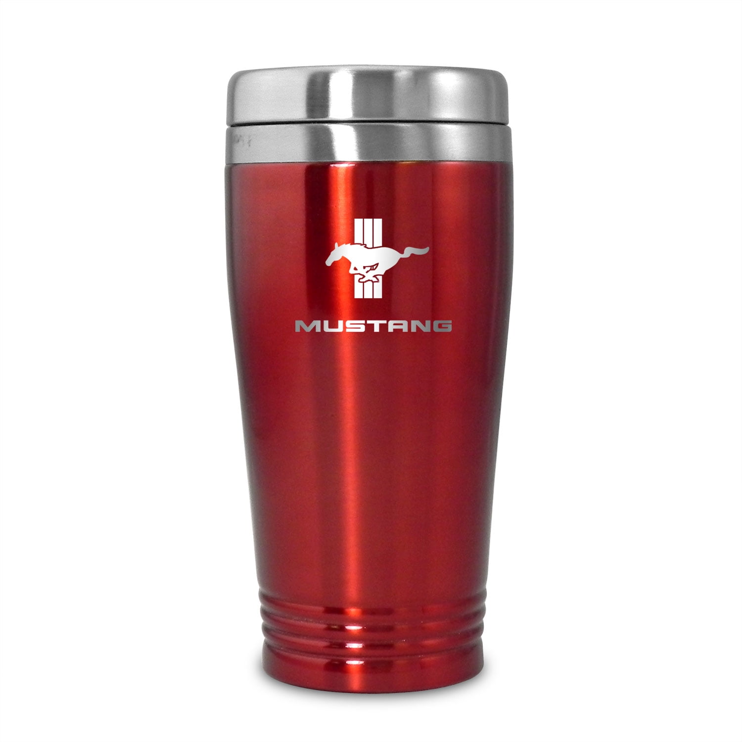 Ford Mustang Tri-Bar Red Stainless Steel Travel Mug Tumbler - Walmart.com