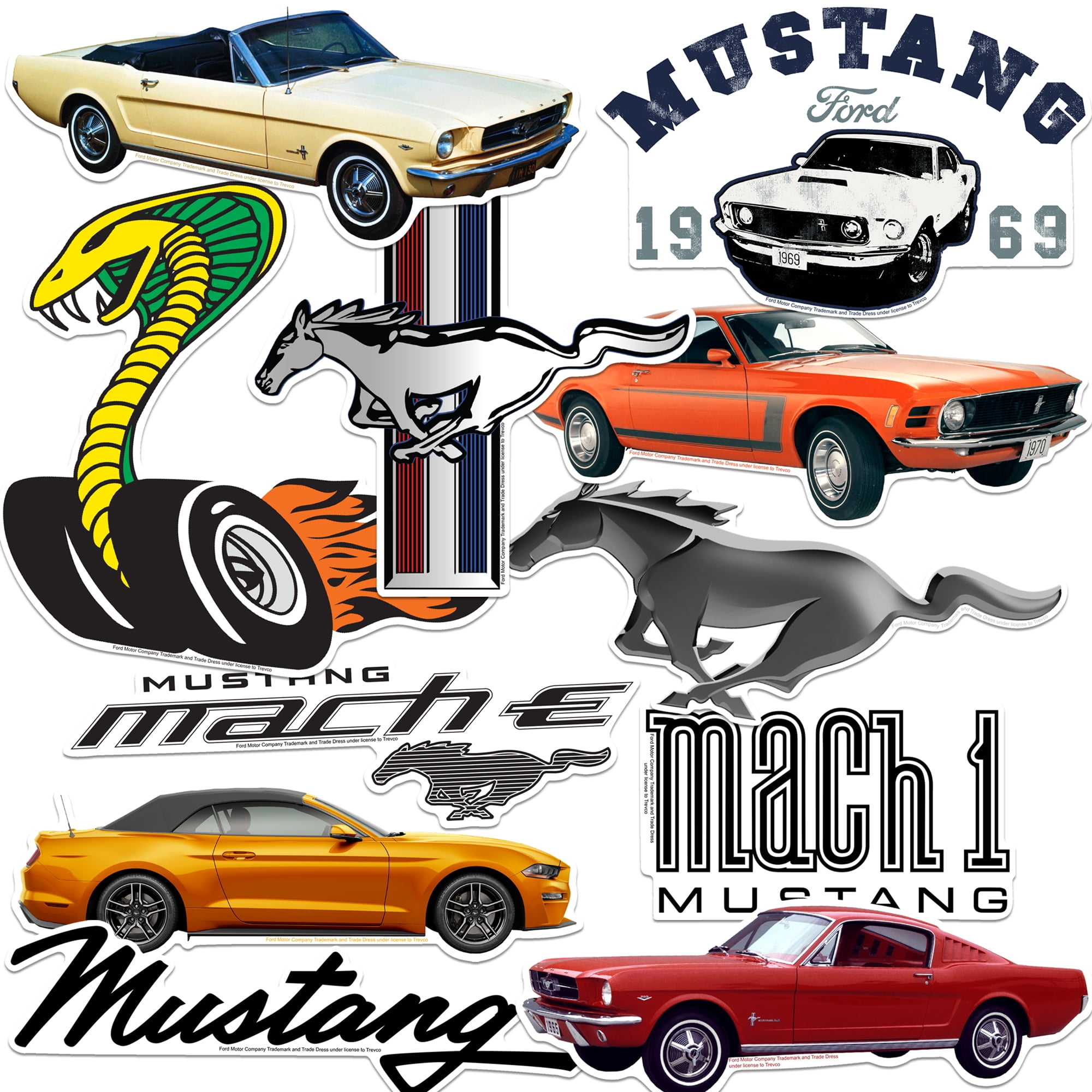 Ford Mustang Vinyl Large Deluxe Stickers Variety Pack - Laptop, Water Bottle, Scrapbooking ...