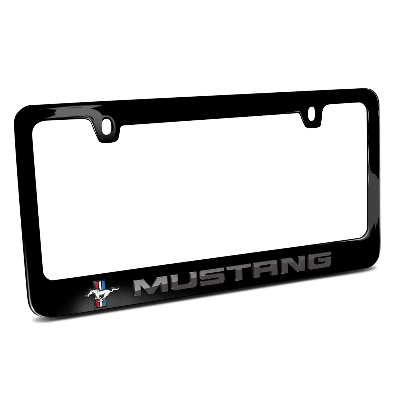 Ford Mustang in 3D Dark Gray Letters on Black Metal License Plate Frame ...