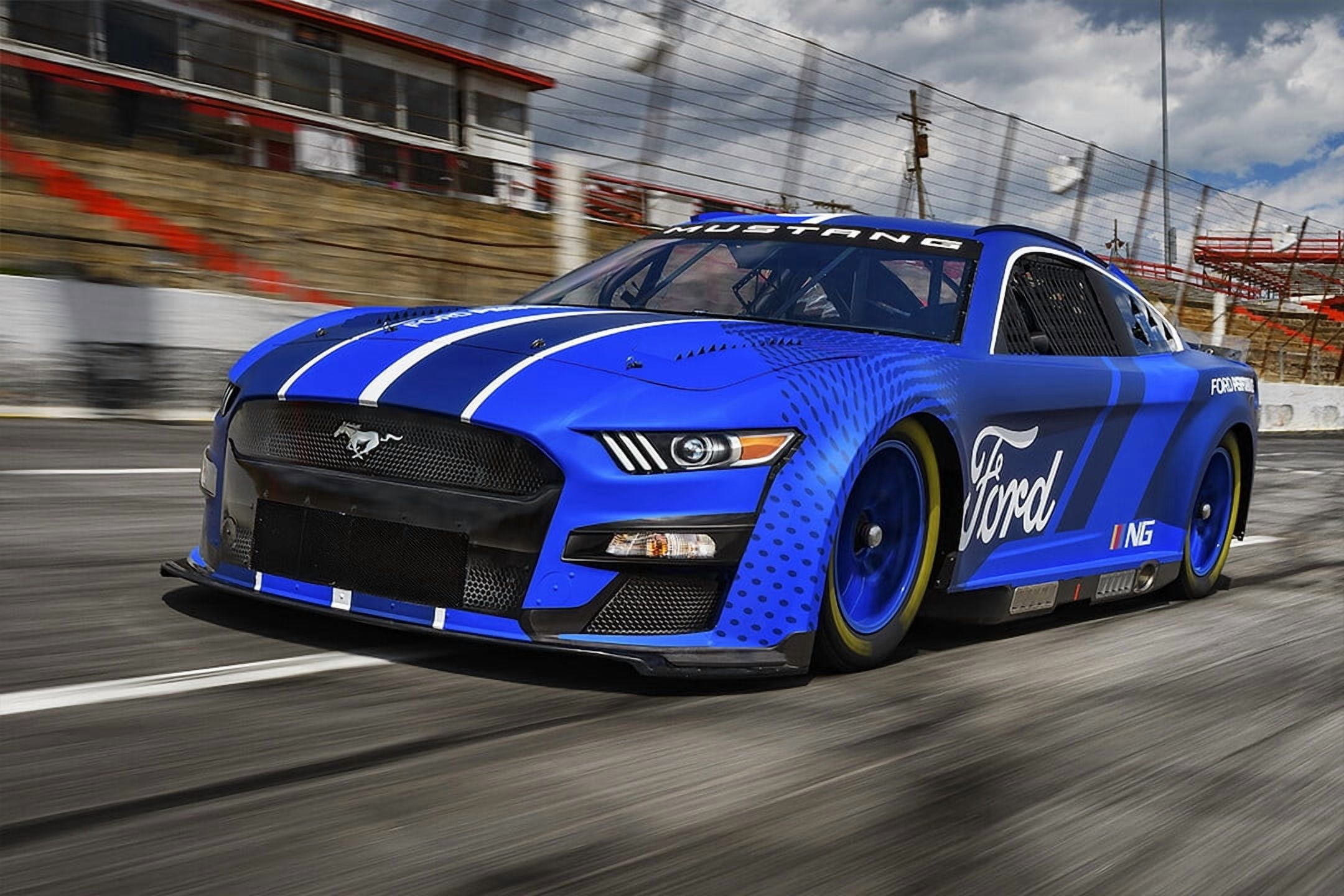 Ford NASCAR Mustang Racing Car Blue Art Home Decor - 20x30 Inch ...
