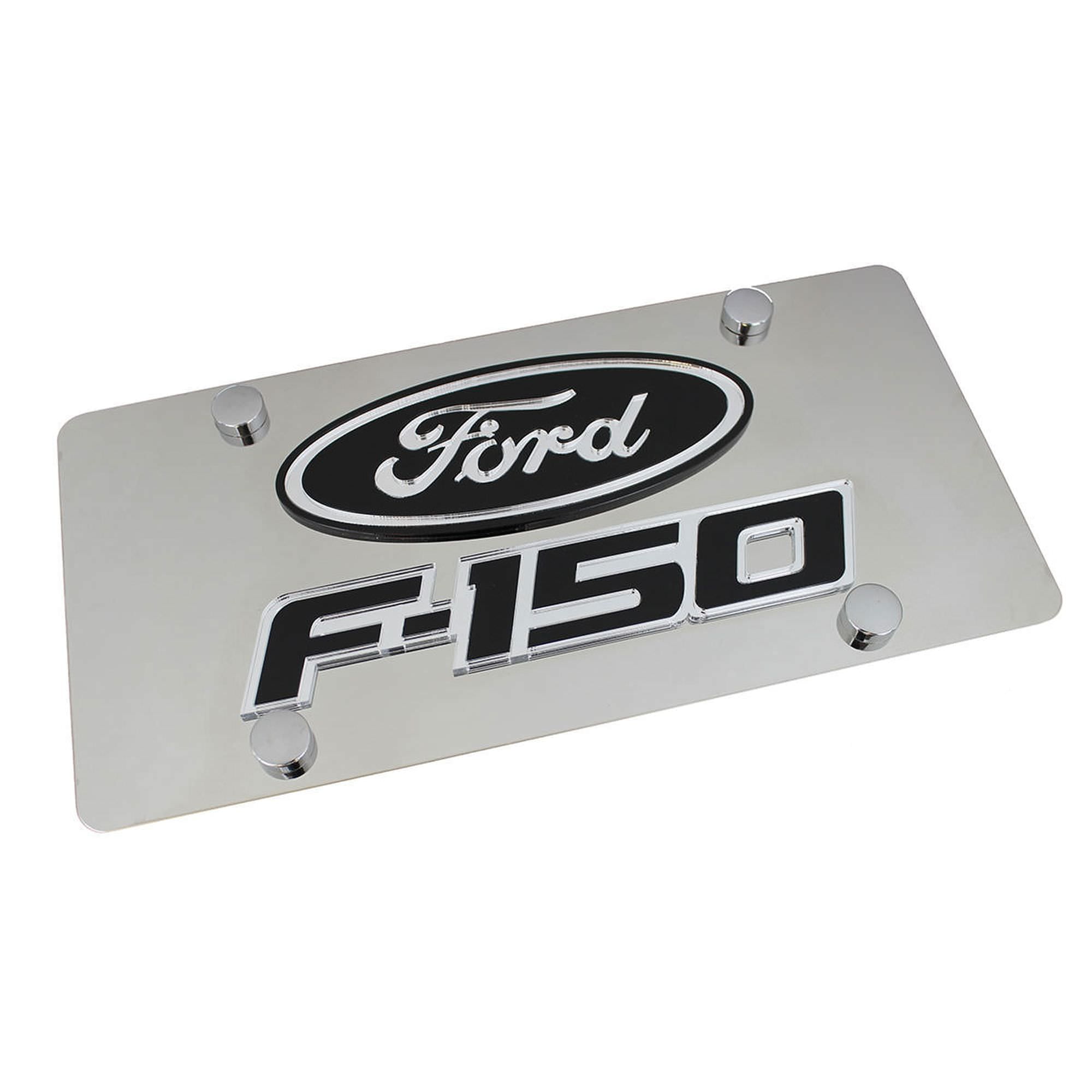 Ford Oval Dual Logo F150 License Plate (Black on Chrome) - Walmart.com
