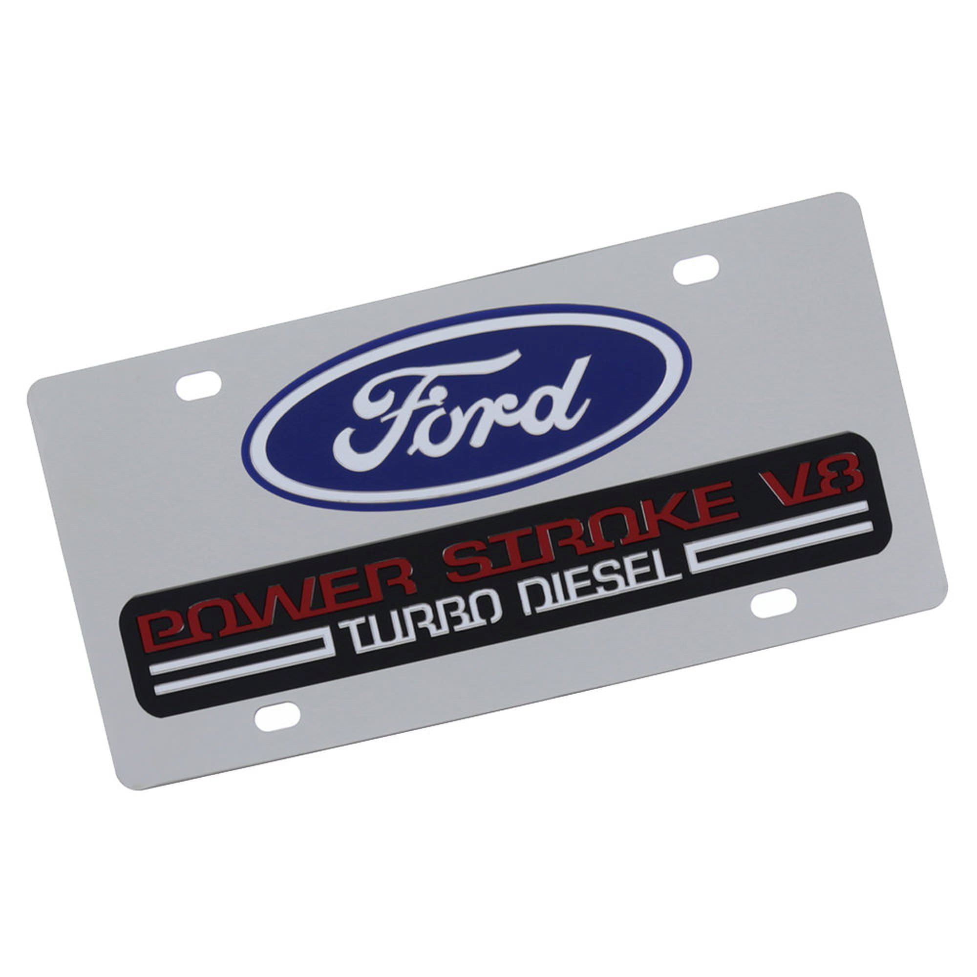 Ford Power Storke V8 Dual Logo License Plate (Red On Chrome) - Walmart.com