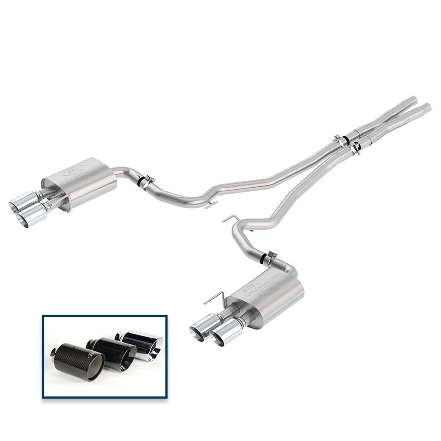 Ford Racing 2018+ Mustang GT 5.0L Cat-Back Sport Exhaust System w/ Quad ...