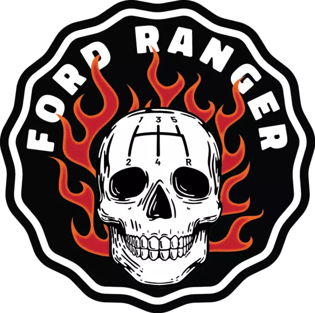 Ford Ranger Skull With Flames & 5Speed Stick Shift Taffr Sticker Phone ...