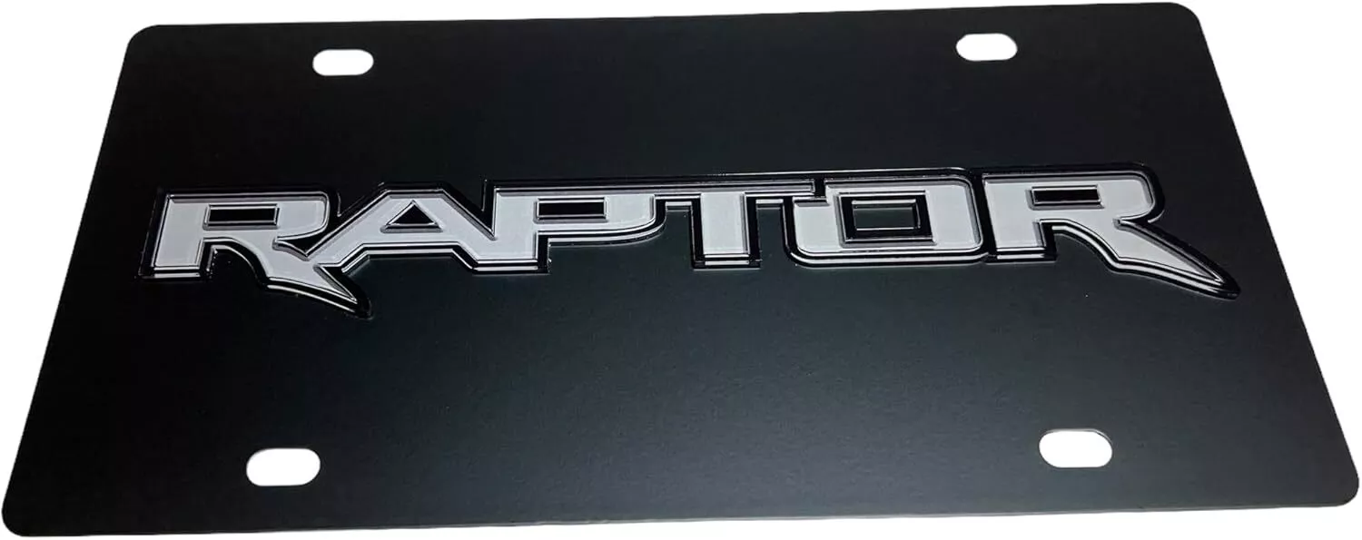 Ford Raptor 3D Emblem Stealth Matte Black Carbon License Plate Official ...