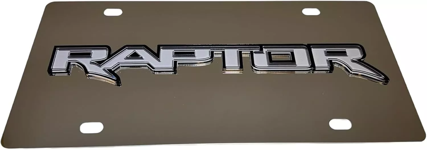Ford Raptor 3D Logo Emblem Mirror Polished Steel License Plate Official ...