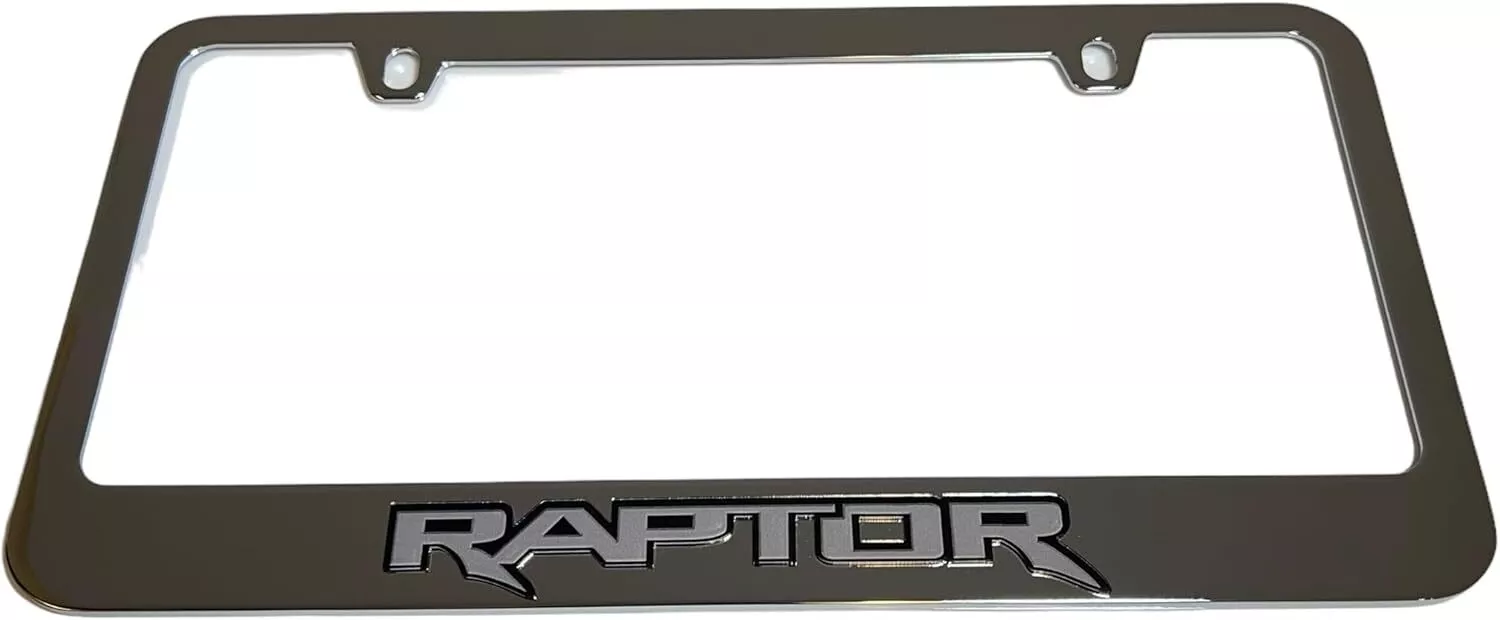 Ford Raptor 3D Logo Mirrored Chrome License Plate Frame Official ...