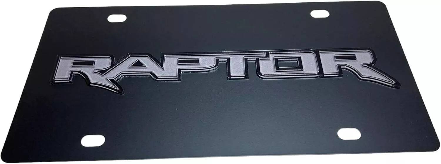 Ford Raptor 3D Stealth Matte Monochromatic Black License Plate Official ...