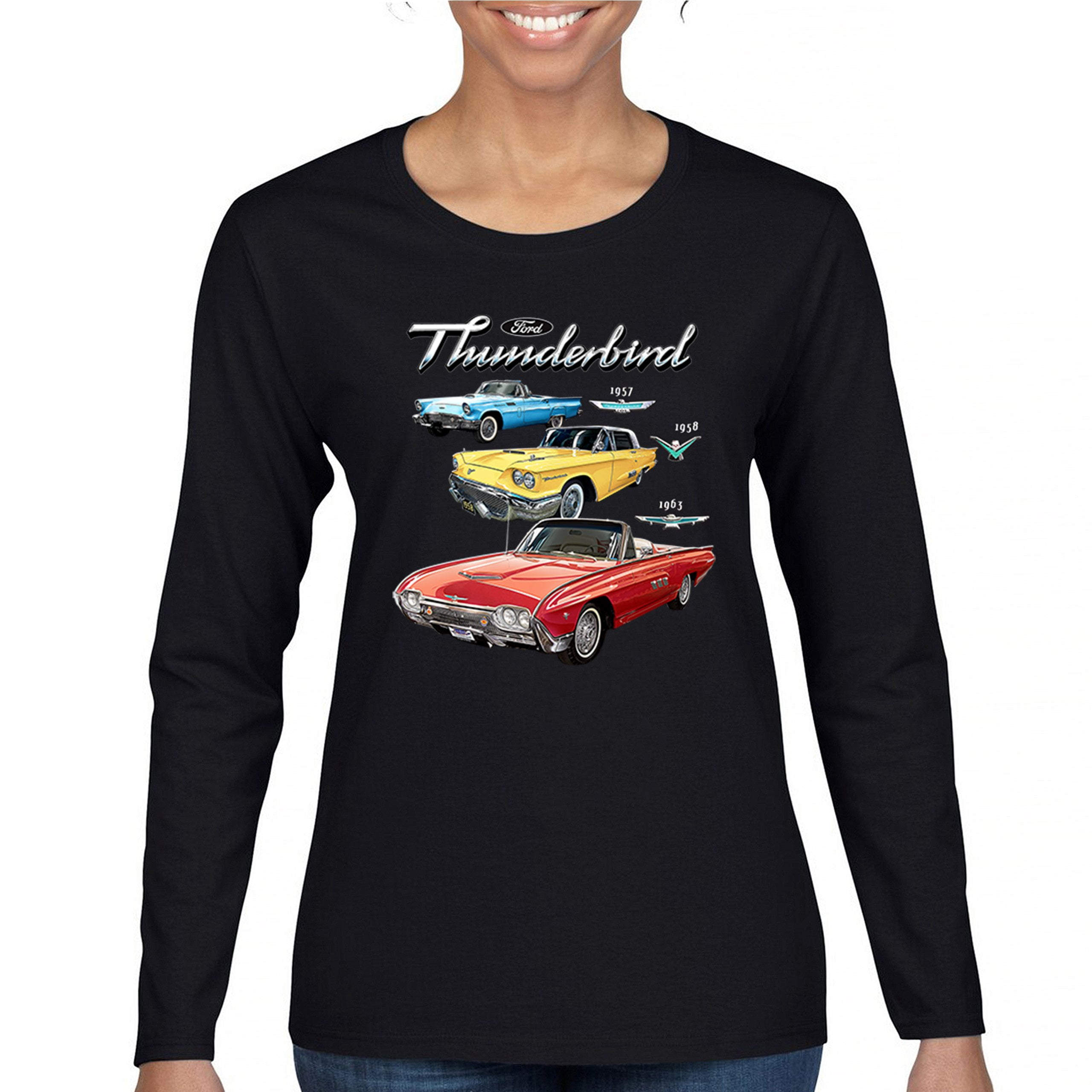 Ford Thunderbirds 1957 1958 1963 Women's Long Sleeve T-shirt Classic Car Retro Convertible ...