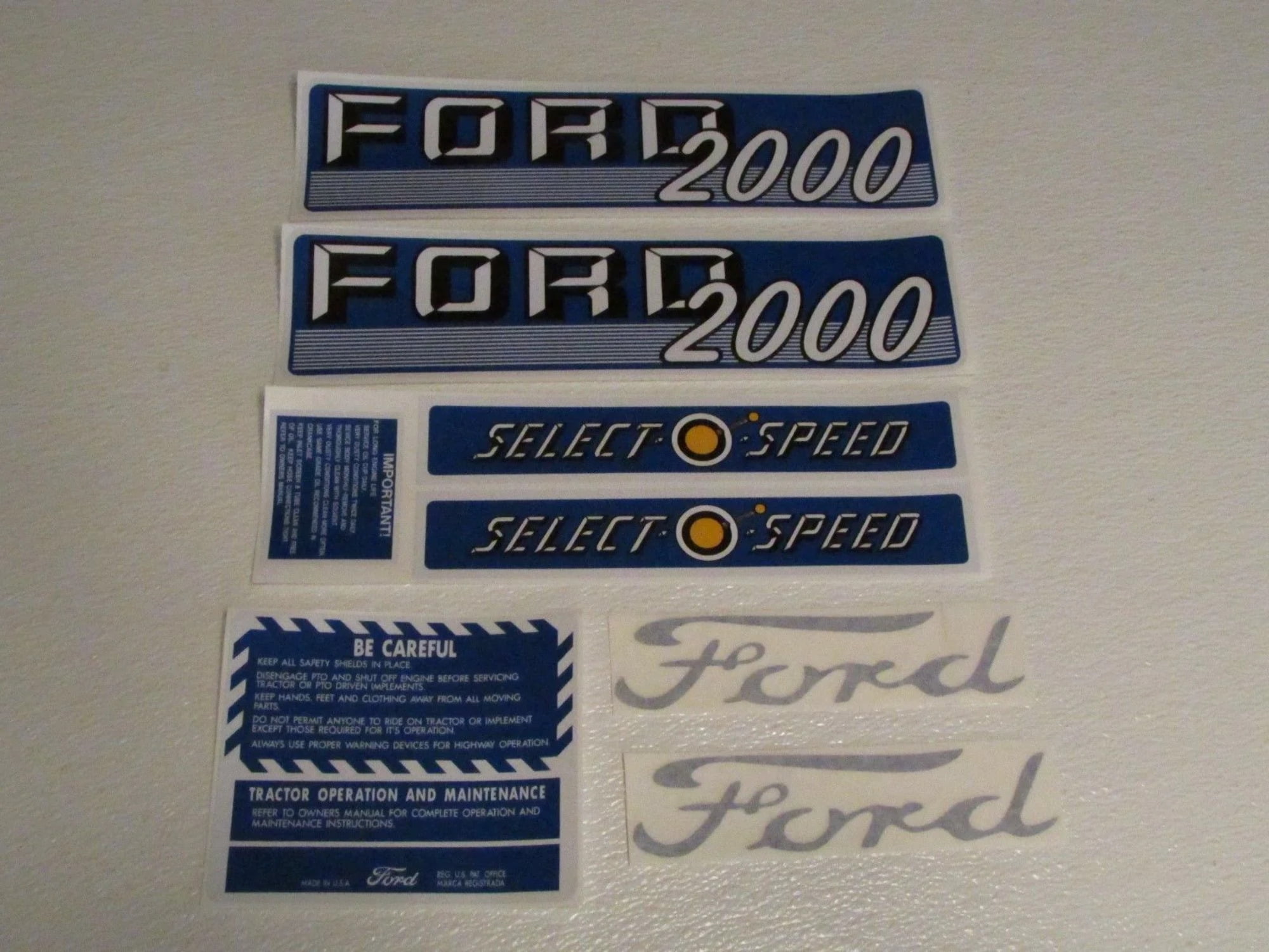 Ford Tractor 2000 Gas Selecto Speed Decals with caution Decals ...