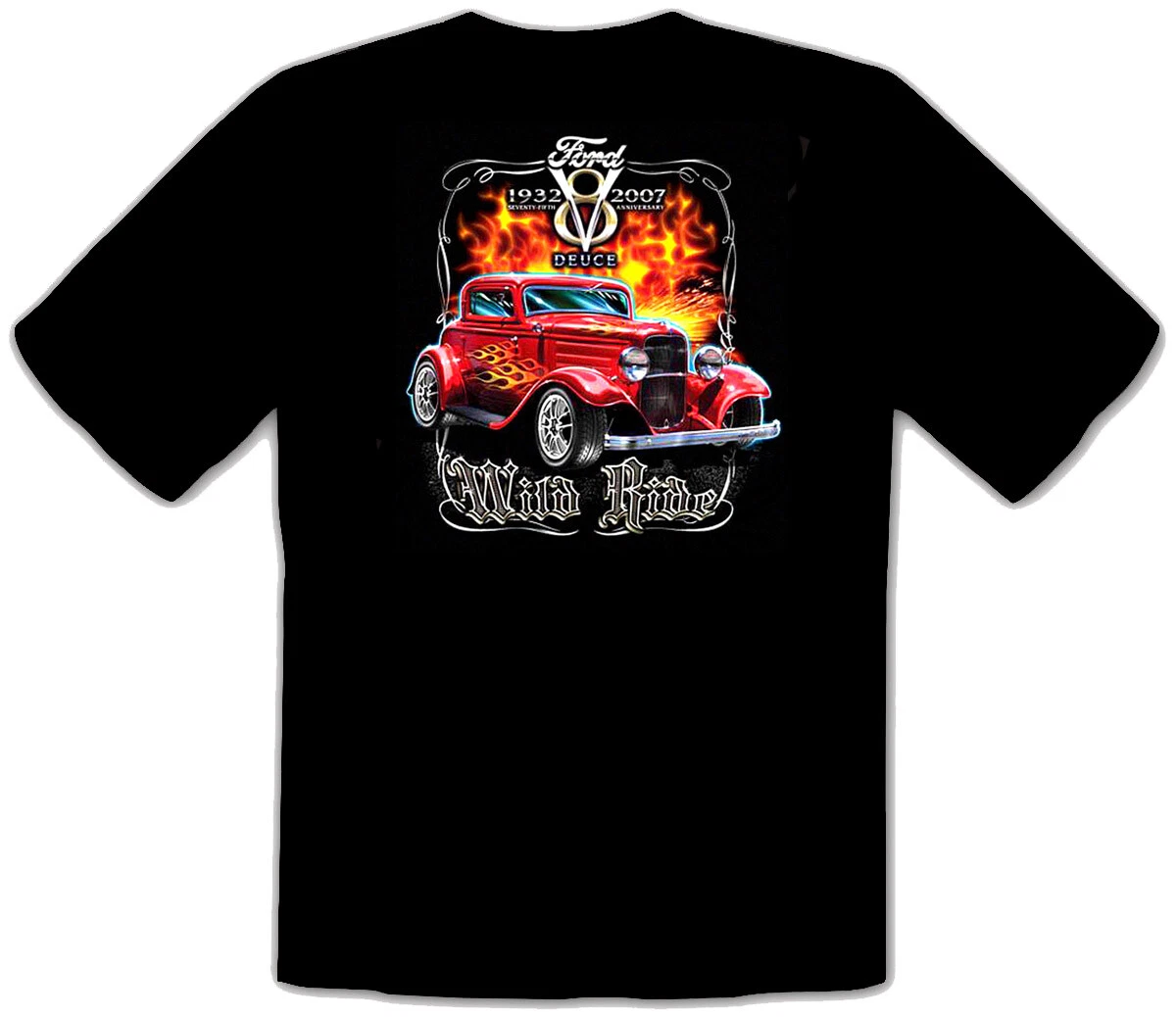 Ford V8 75th Vintage Car Hot Rod Vintage Car Wild Ride Black T-Shirt ...