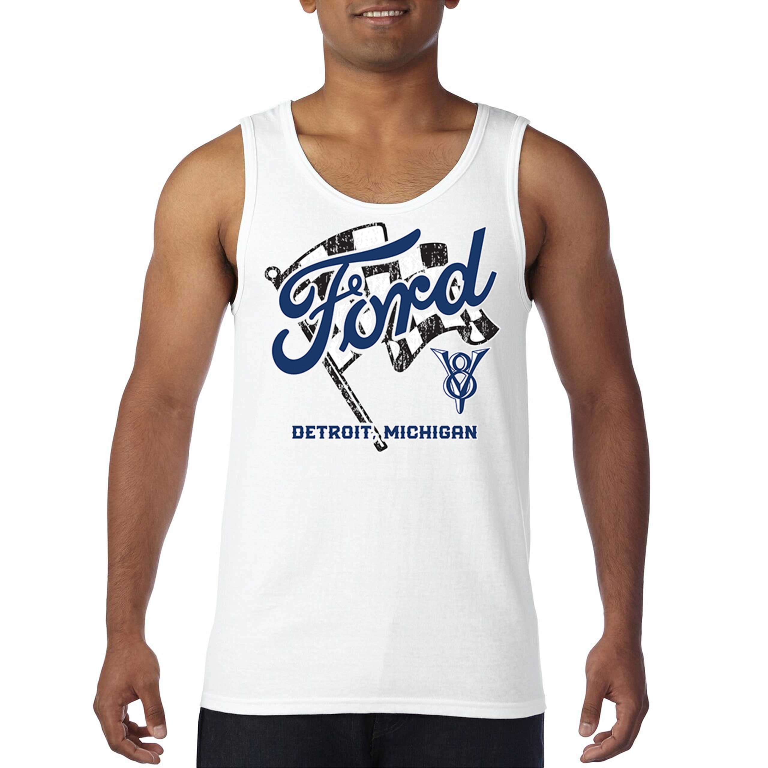 Ford V8 Detroit Michigan Tank Top Checkered Flag American Muscle Car ...