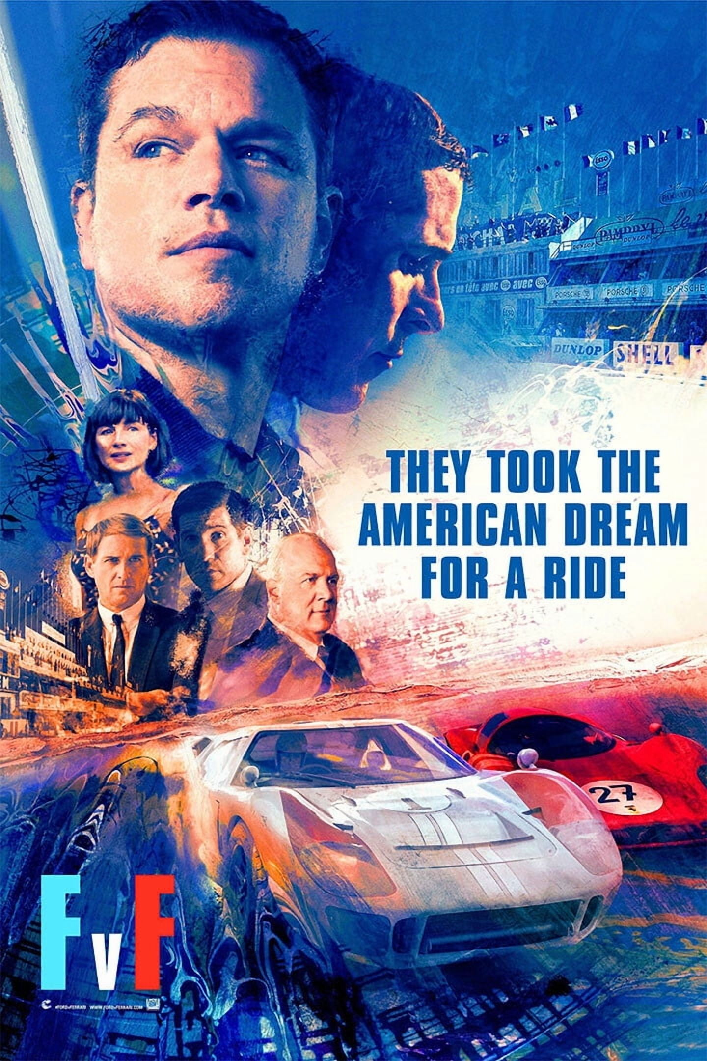 Ford v Ferrari Movie Christian Bale Car Action Wall Art Home - 24x36 ...