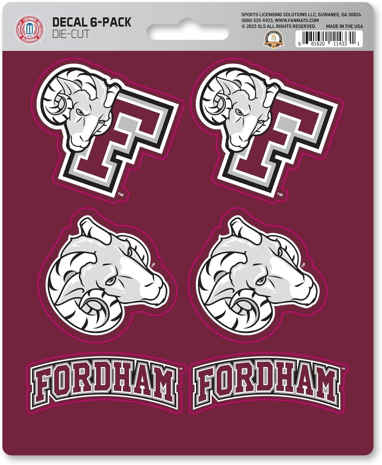 Fordham University Rams 6-Piece Decal Sticker Set, 5x6 Inch Sheet, Gift ...