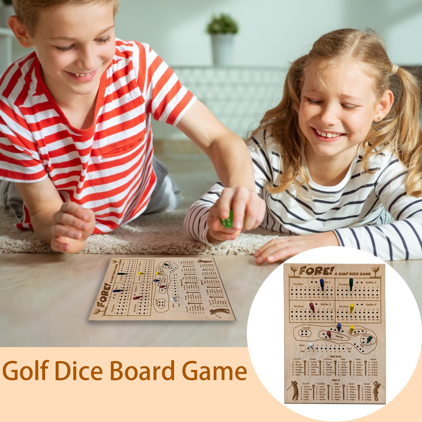 Fore! Golf Dice Board Game, Wooden Tabletop Golf Dice Game, Fun and ...