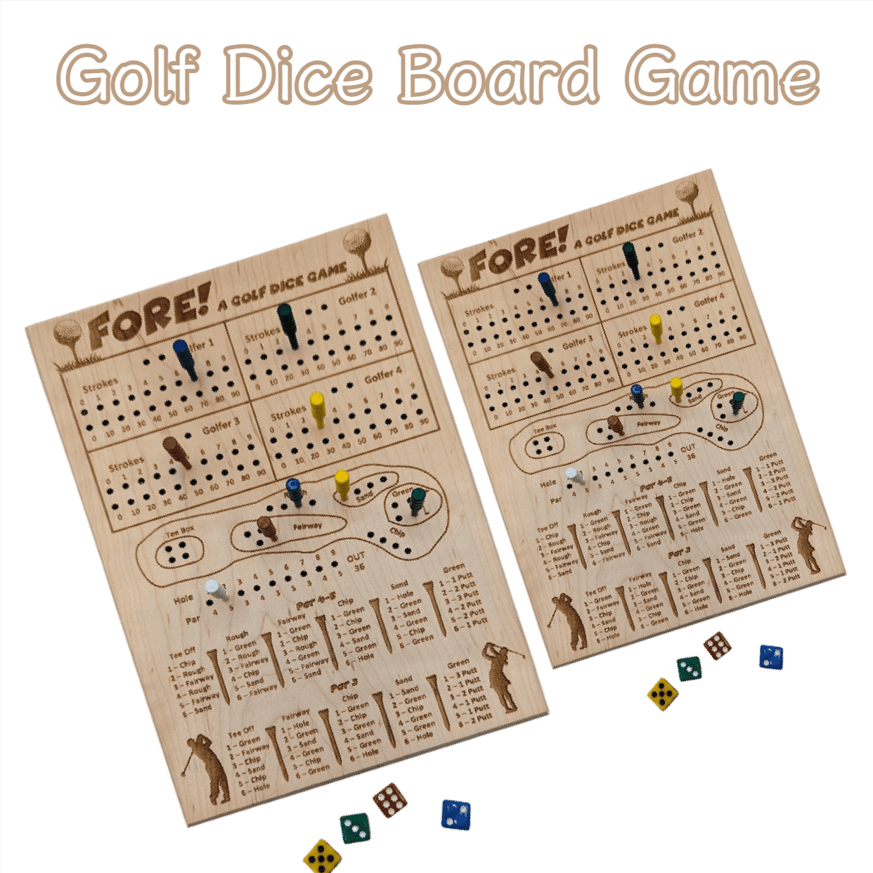 Fore! Golf Dice Game, Portable and Fun Tabletop Board Game for Home ...