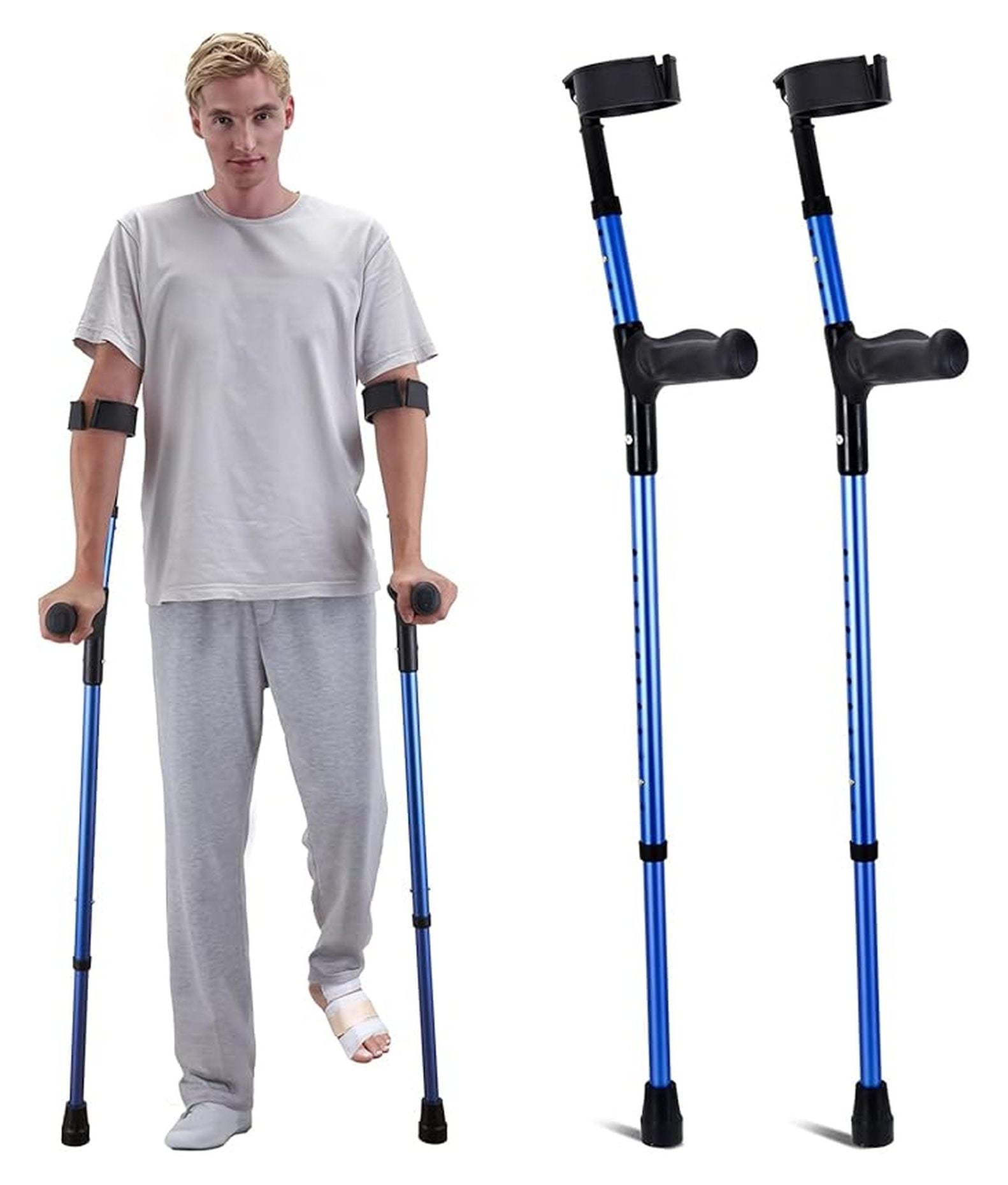 Forearm Crutches for Adults - 11 Adjustable Height, 4 Cuff Levels ...