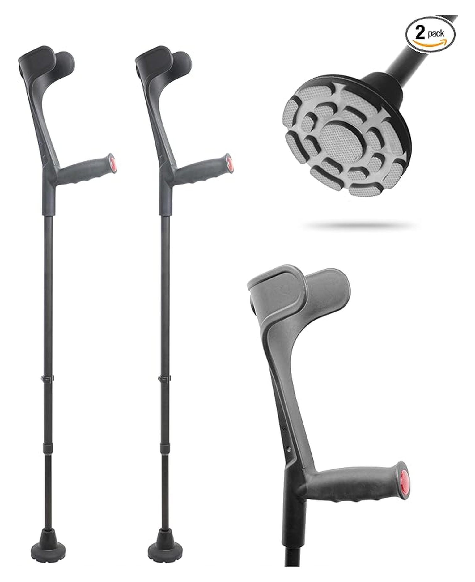 Forearm Crutches for Adults (x2 Units), Open Cuff, Extra Balance with ...