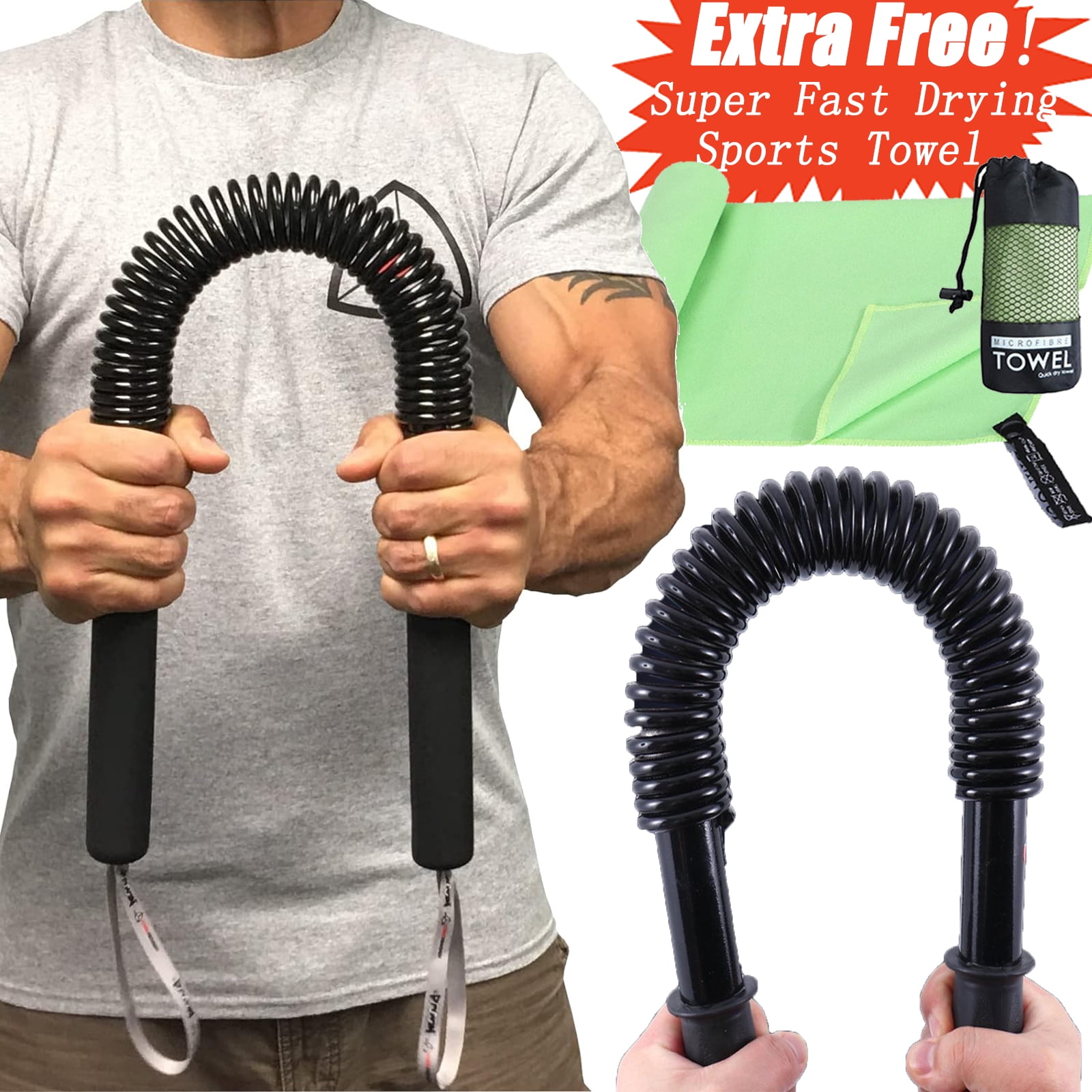 Forearm Strengthener, 60LBS Power Twister Bar - Upper Body Exercise for ...