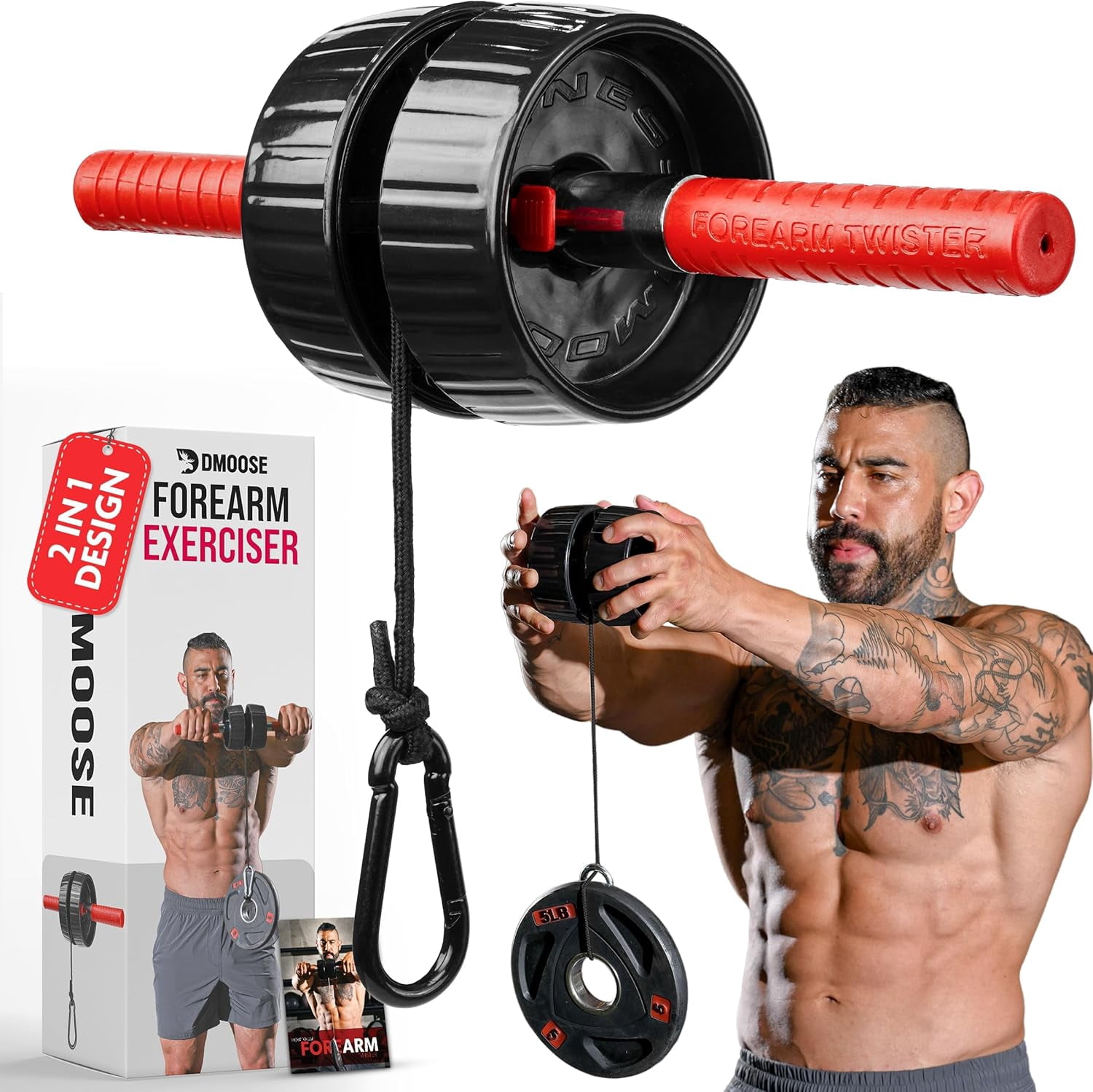 Forearm Strengthener & Wrist Roller - 2 in 1 Arm Exerciser with Non ...