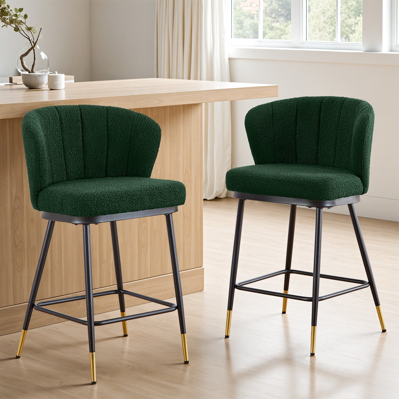 Foreate 26" Boucle Counter Height Bar Stools Set of 2 - with Channel ...