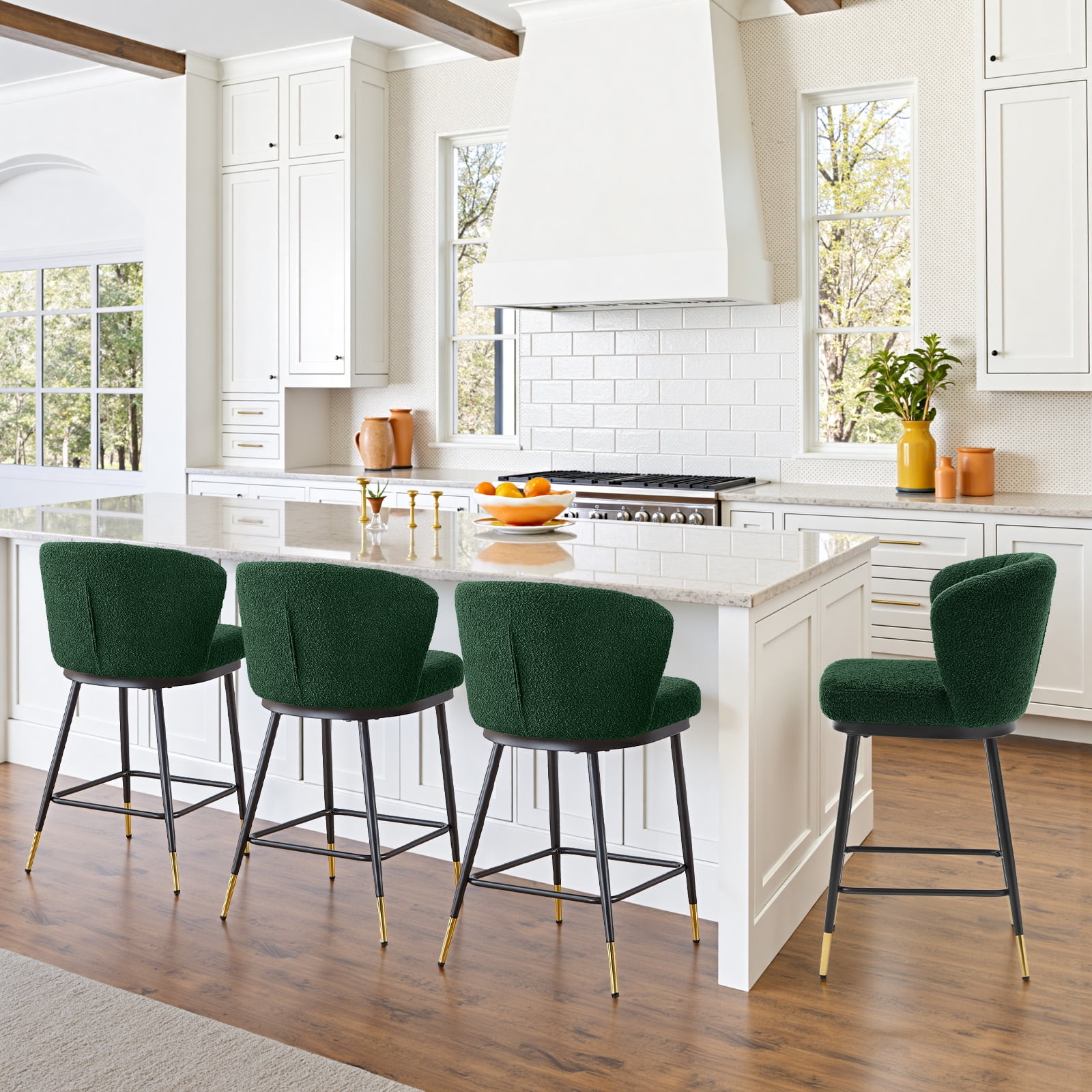 Foreate 26" Boucle Counter Height Bar Stools Set of 4 - with Channel ...