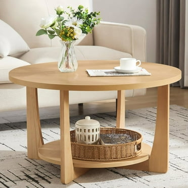 Tcbosik 31.5 inch Round Coffee Table, Rustic Tea Table, Center Table ...