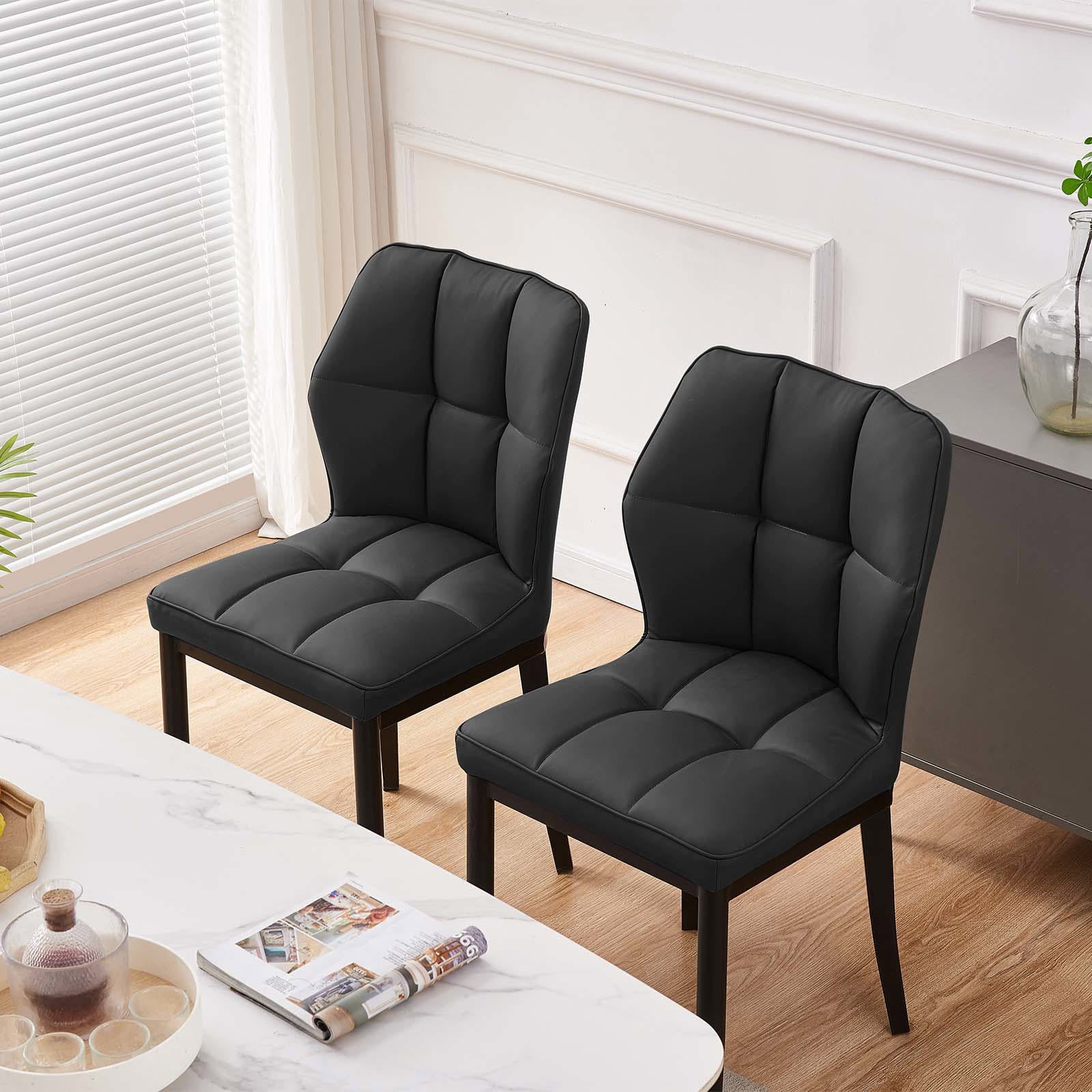 Foreate Large PU Dining Chairs Set of 2, Uholstered Leather Armless ...