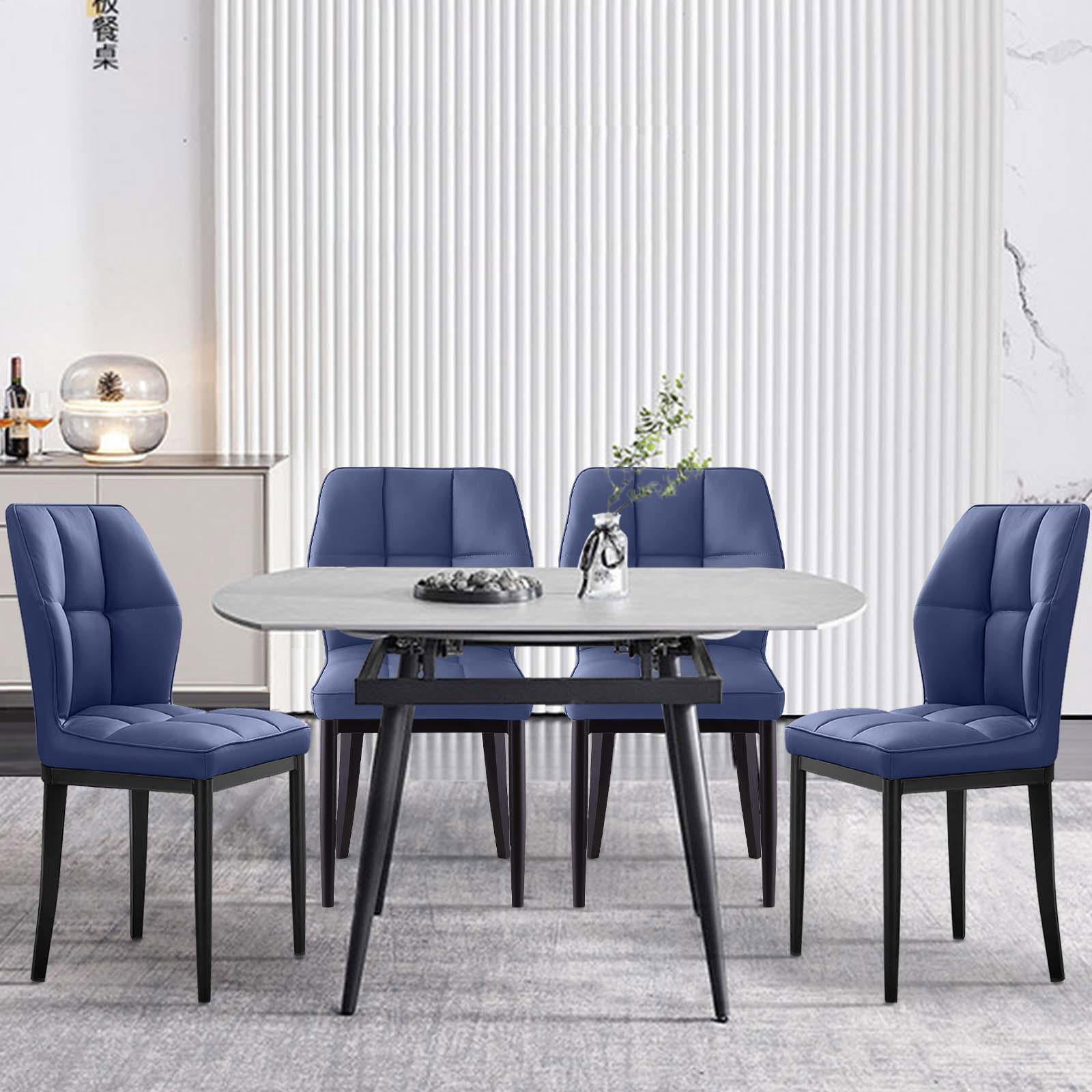 Foreate Large PU Dining Chairs Set of 4, Uholstered Leather Armless ...