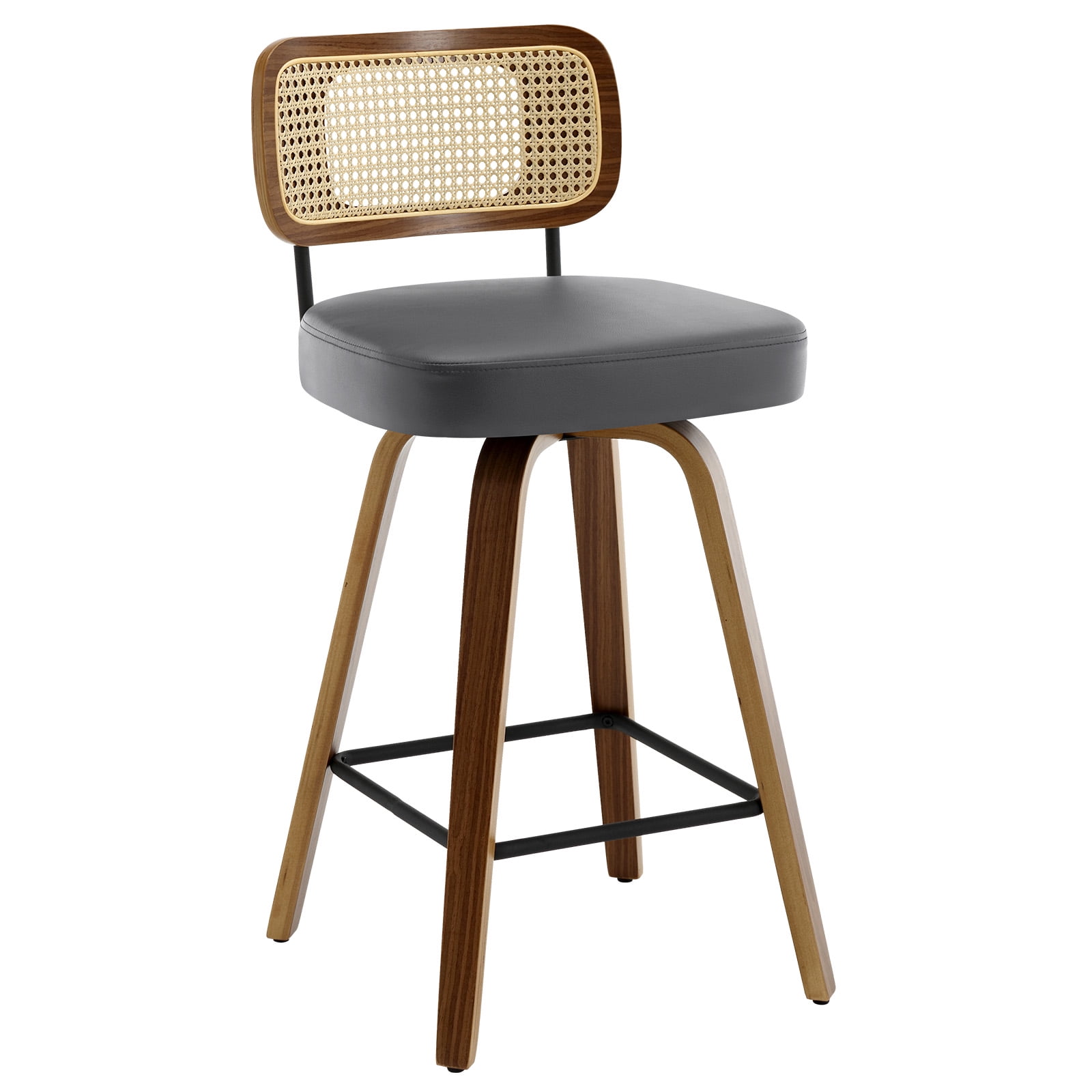 Foreate Swivel PU Bar Stools, Set of 1, 26" Counter Height Upholstered ...